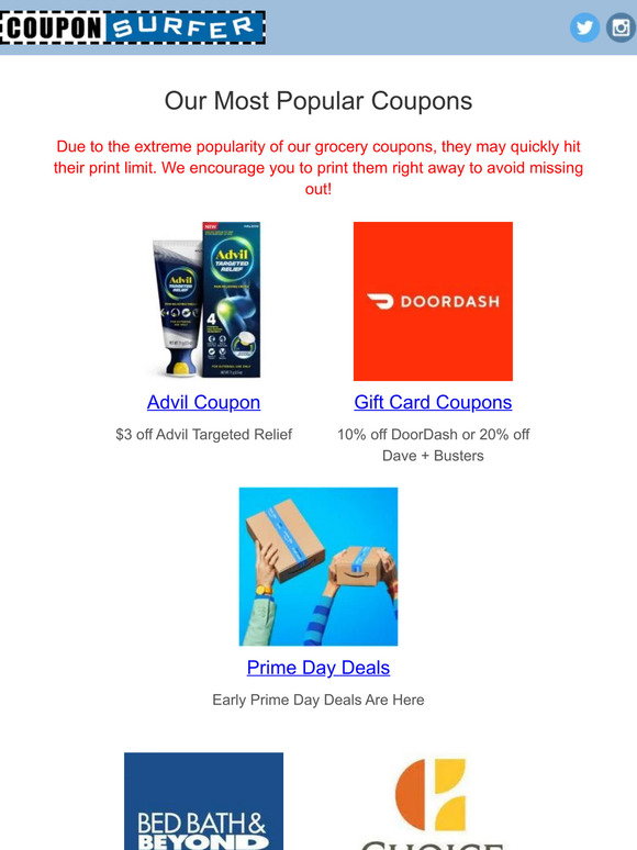 CouponSurfer: —, Coupons for Amazon, DoorDash, Pepsi, Unilever + more ...