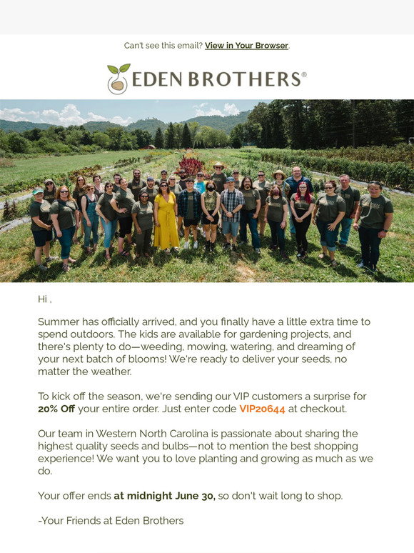 Eden Brothers Seed Company: VIP Surprise Sale | Milled