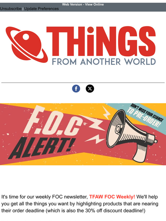 Things From Another World: TFAW FOC Weekly - Face the dark with ...