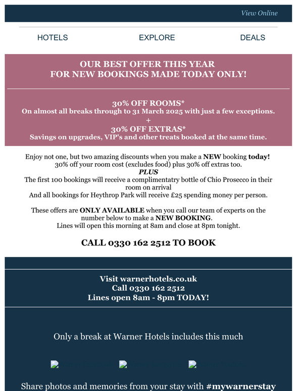 Warner Leisure Hotels: DOUBLE DISCOUNT DAY IS HERE! | Milled