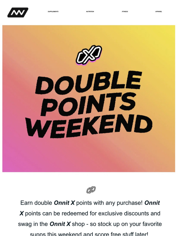 Onnit: Double Points Weekend: Earn Double Onnit X Points With Any ...