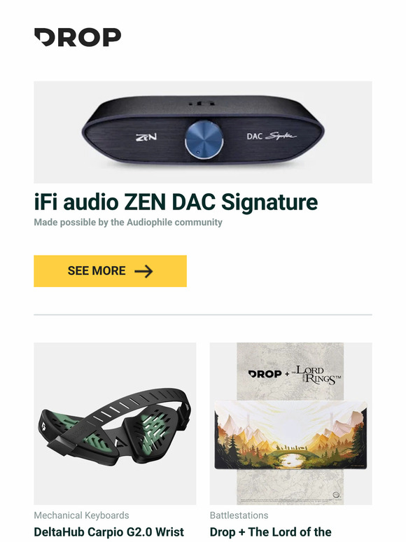 Drop: iFi audio ZEN DAC Signature, DeltaHub Carpio G2.0 Wrist Rest ...