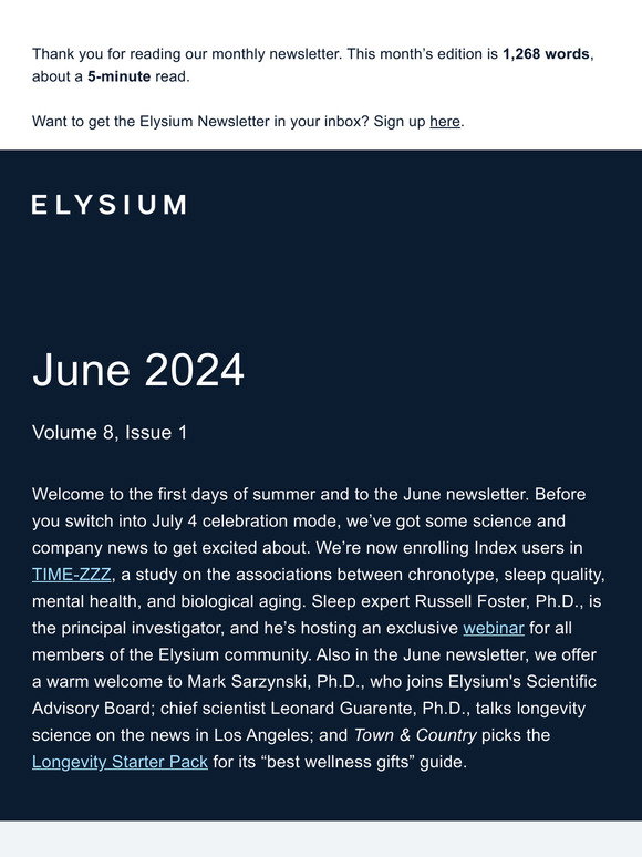 Elysium Health: June Newsletter: Enroll now in TIME-ZZZ sleep and ...