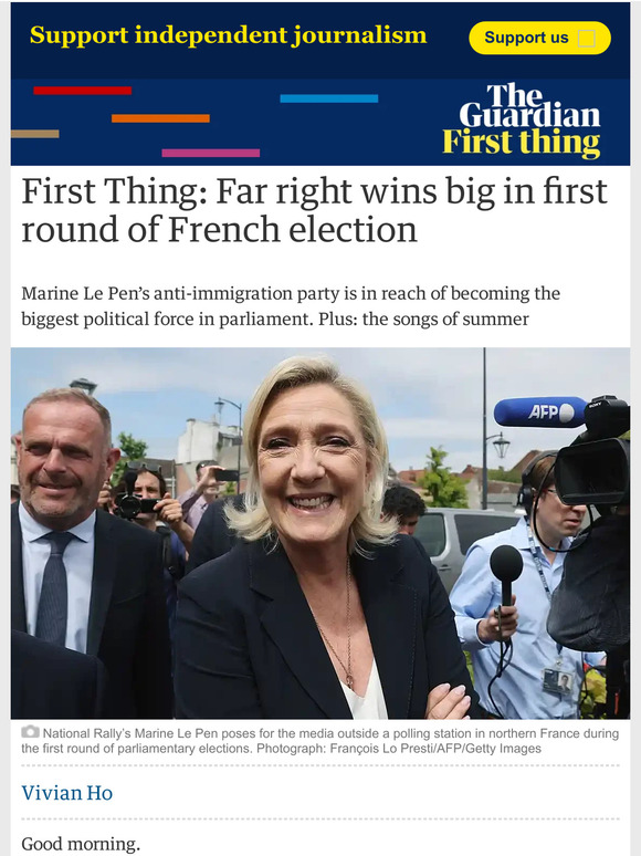 The Guardian: Far right wins big in first round of French election ...