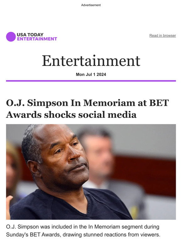 USA TODAY: O.J. Simpson In Memoriam at BET Awards shocks social media ...
