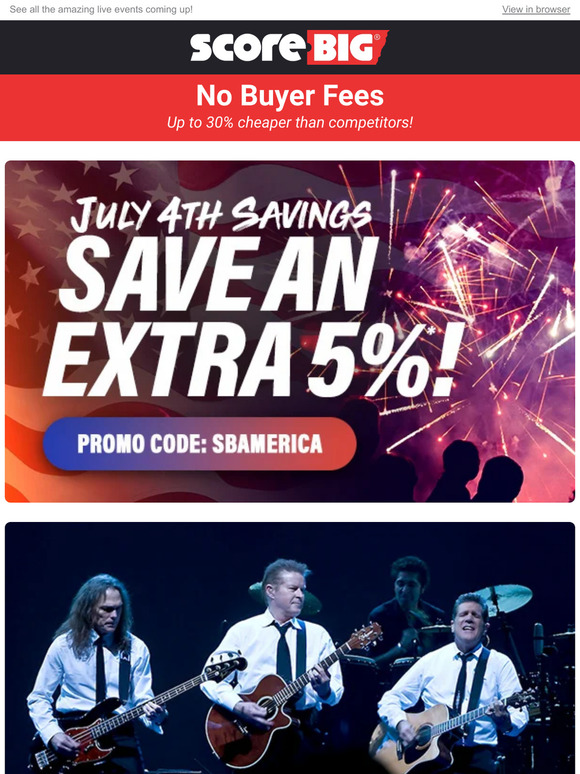ScoreBig: July 4th Savings are Here! / The Eagles / Taylor Swift / Post ...