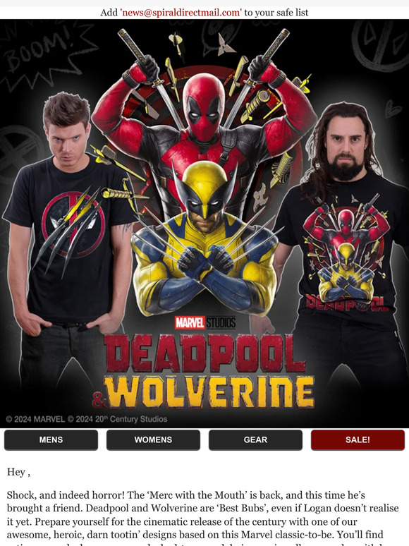Spiral Direct: NEW DEADPOOL & WOLVERINE merch available NOW! Don't miss ...