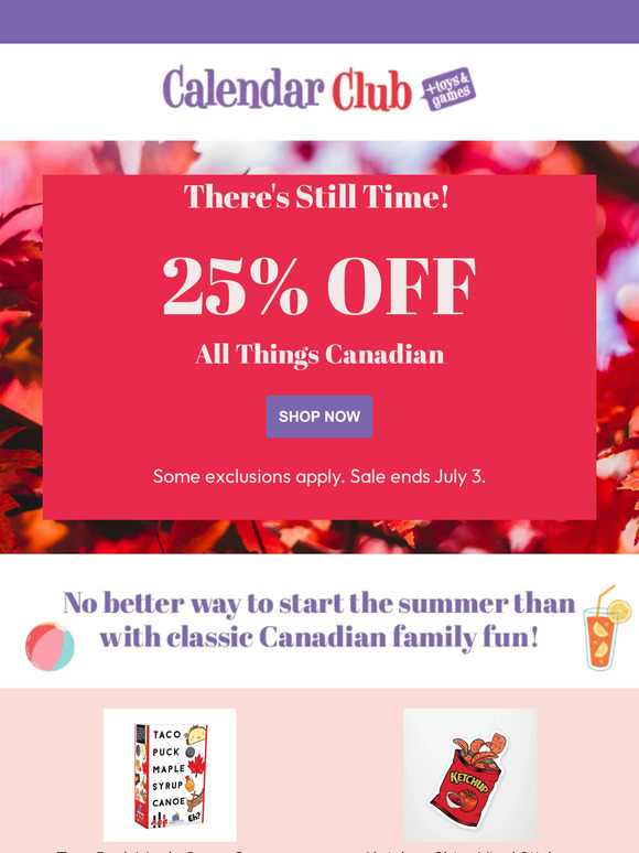 Calendar Club UK: Celebrating Canada Day with summer fun | Milled