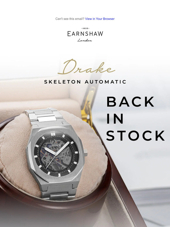 Thomas Earnshaw: Restocked: Drake Skeleton Automatic | Milled