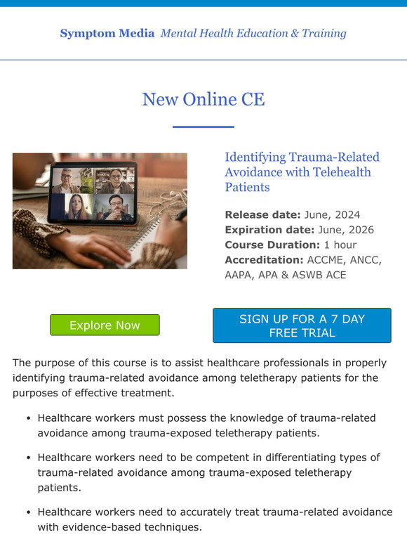 Symptom Media: New CE - Identifying Trauma-Related Avoidance with ...