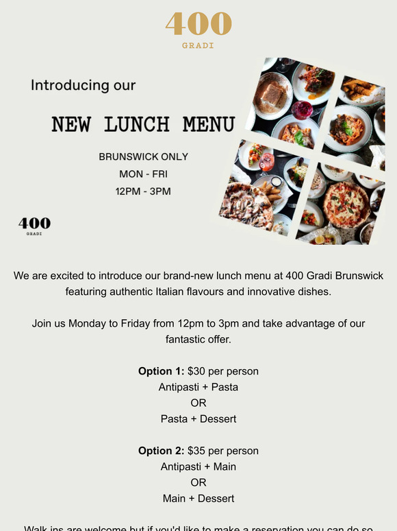 400 Gradi: Our New Lunch Menu and Specials at 400 Gradi | Milled