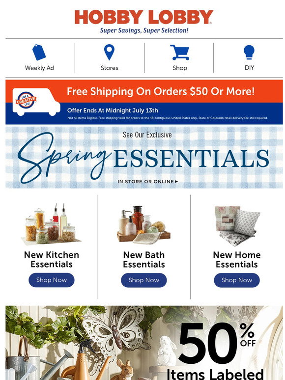 Hobby Lobby: Farmhouse Charm! 50% Off The Spring Shop® | Milled