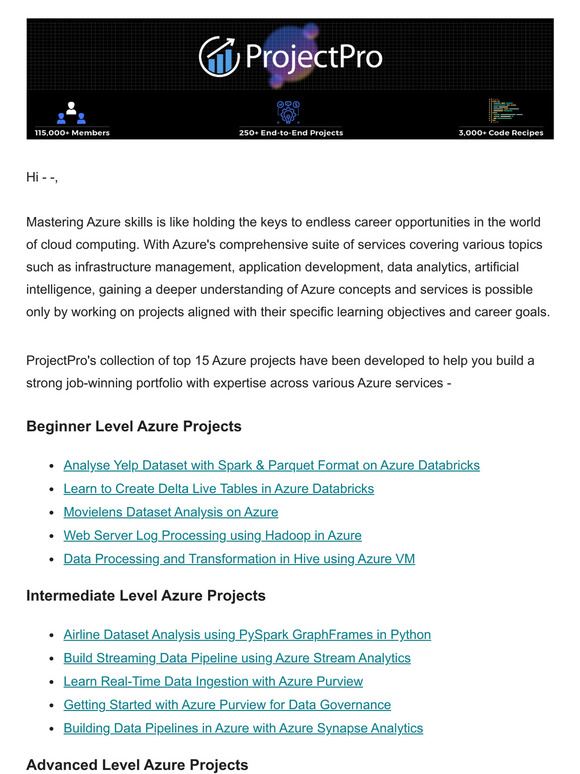 ProjectPro: 15 Azure Projects to Build Job-Ready Cloud Skills | Milled