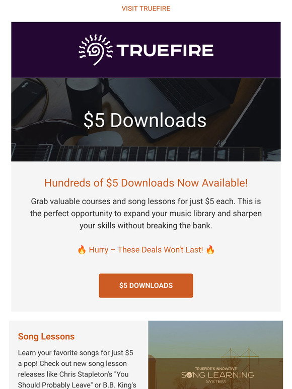 TrueFire: ⚡️ New $5 Downloads Now Available! | Milled