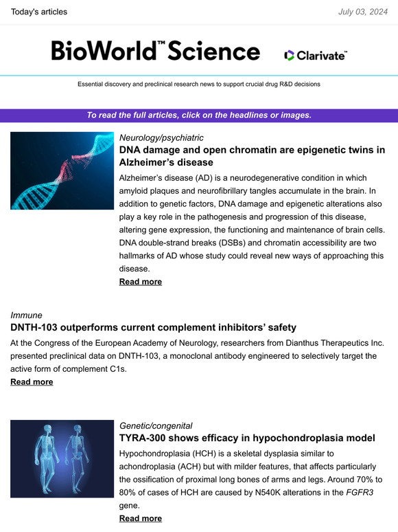 BioWorld: Full edition: Epigenetic twins in Alzheimer’s; TYRA-300’s ...