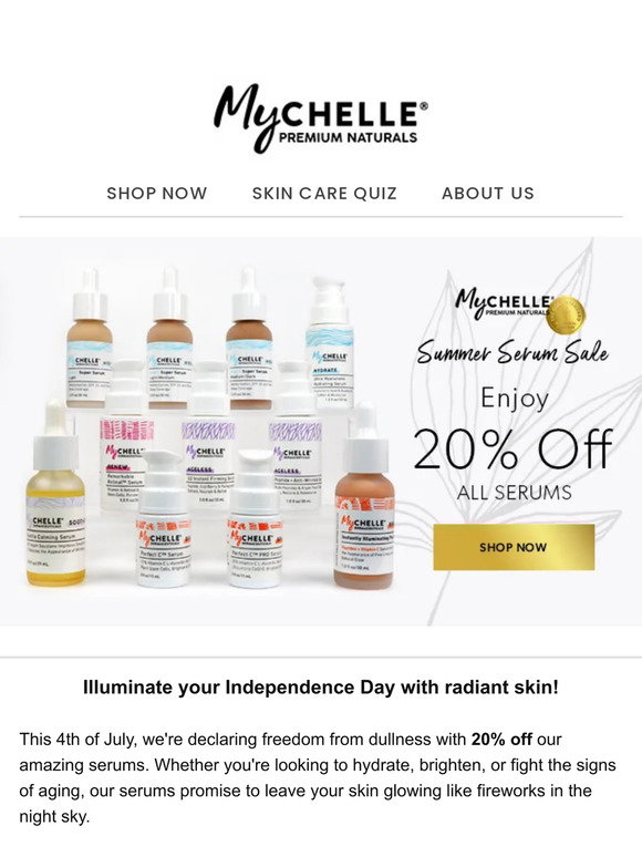 MyChelle: Unlock Your Glow: Independence Day Serum Sale Starts Now ...