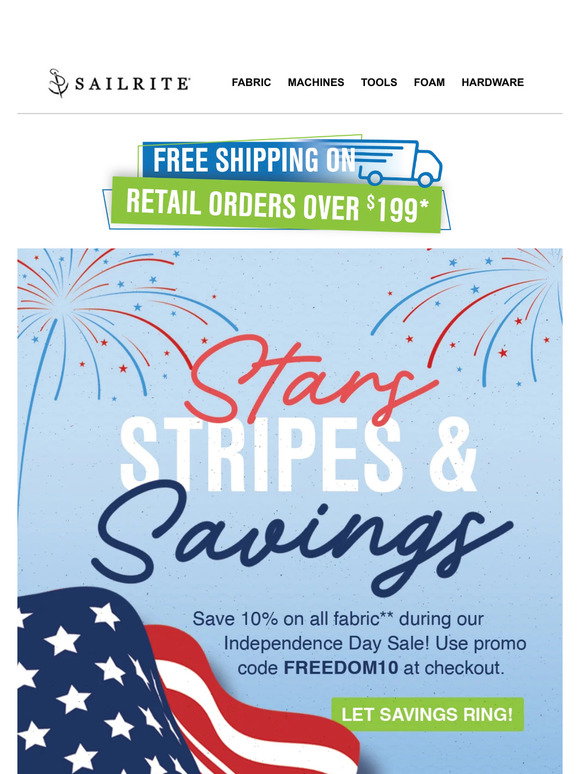 Sailrite: Independence Day Special: 10% off ALL Fabric! | Milled