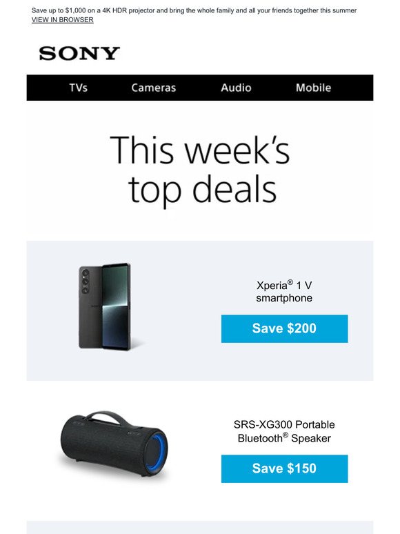 Sony Email Newsletters: Shop Sales, Discounts, and Coupon Codes