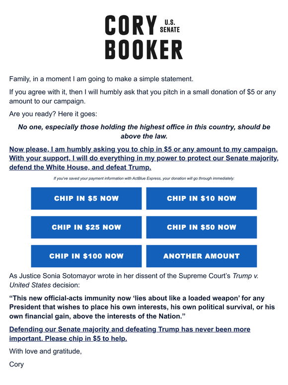 Cory Booker: A simple statement | Milled