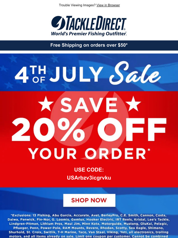 Tackle Direct: 🎆Happy 4th of July! Save BIG Now!🎆 | Milled