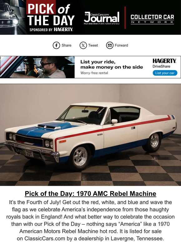 ClassicCars: Pick of the Day: 1970 AMC Rebel Machine | Milled