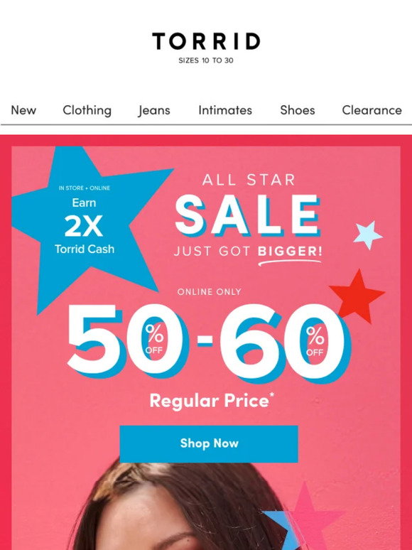 Torrid: 🎆 Happy 4TH! The All Star Sale just got BIGGER! 🎆 | Milled