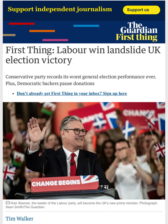 The Guardian: First Thing: Labour win landslide UK election victory ...
