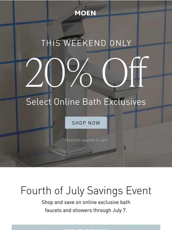 Moen: Last chance for 20% off | Milled