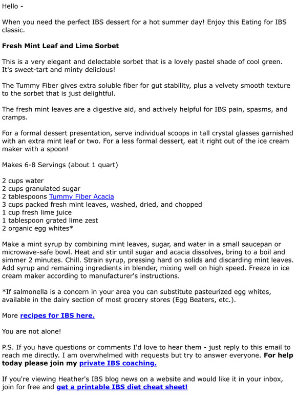 Heather's Tummy Care: Eating for IBS Recipe Classic. Fresh Mint Leaf ...