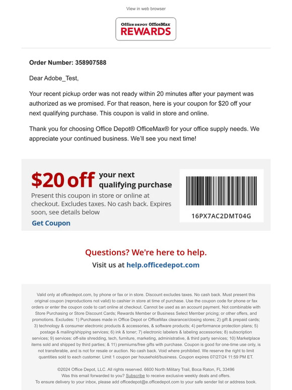 Office Depot Courtesy 20 Off Coupon Milled