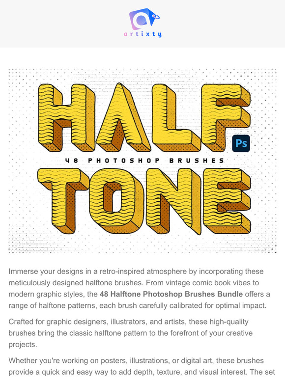 Artixty: The 48 Halftone Photoshop Brushes Bundle Is Here! | Milled