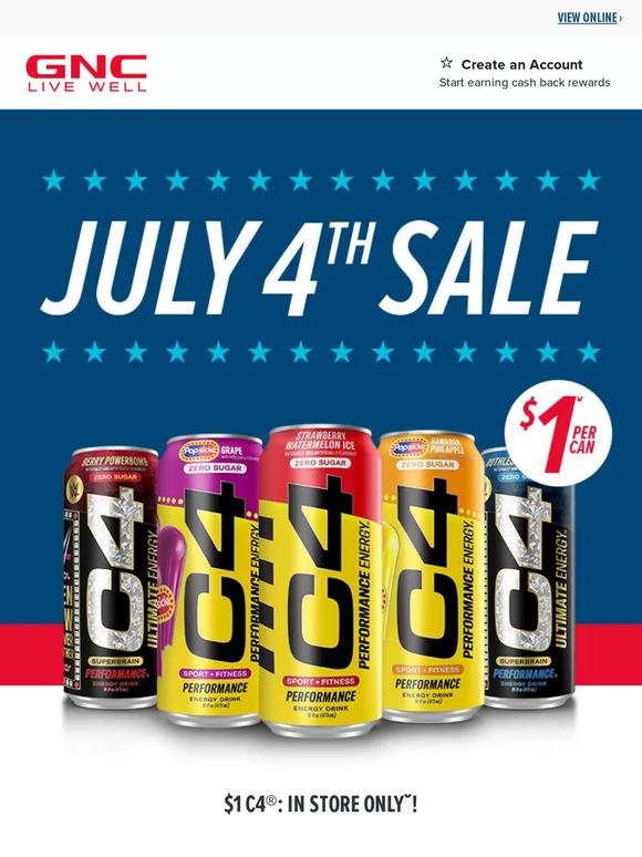GNC: A message worth opening: How do $1 C4 energy drinks sound? 💬 | Milled