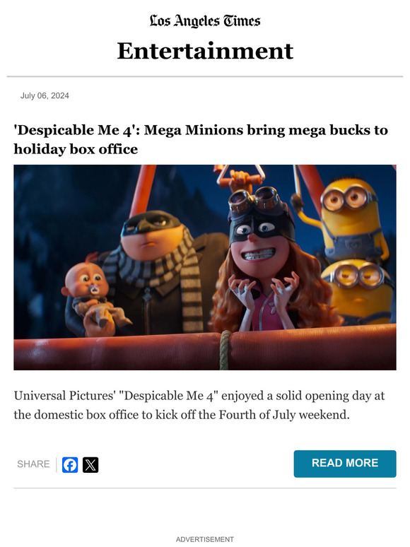 Los Angeles Times: Mega Minions bring mega bucks to box office | Milled
