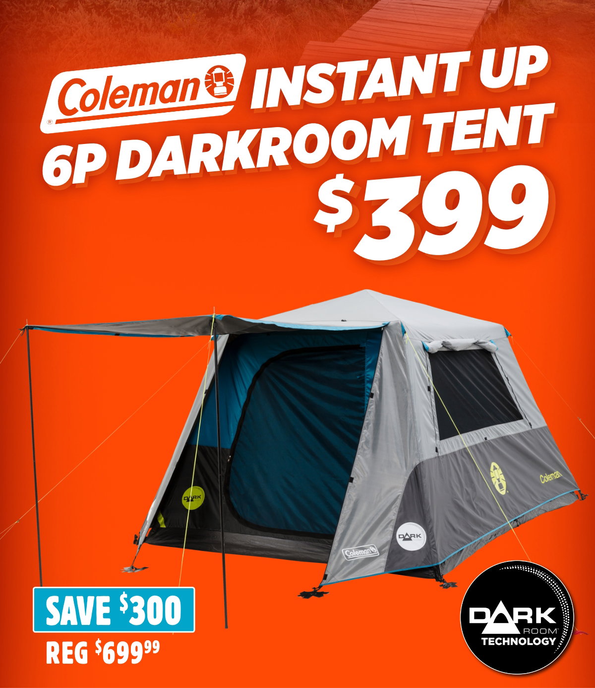 Anaconda: SAVE $300 Coleman Instant Up 6P Darkroom Tent | Milled
