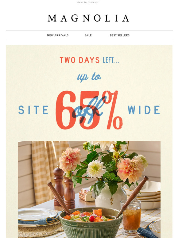 Magnolia Email Newsletters: Shop Sales, Discounts, and Coupon Codes