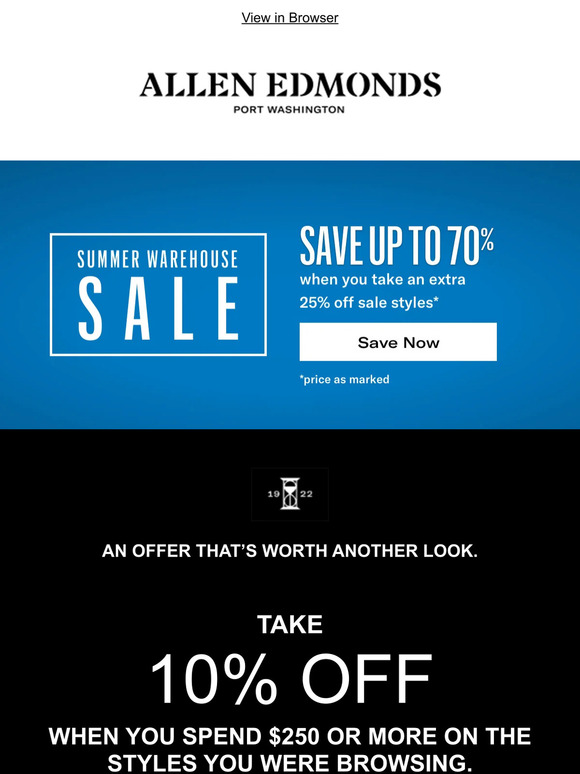 Allen Edmonds Email Newsletters: Shop Sales, Discounts, and Coupon Codes