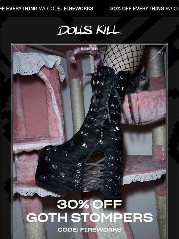 Dolls Kill: 30% OFF Goth Girl Stompers 🖤 | Milled