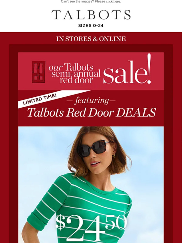 Talbots: Talbots Red Door DEALS from $24.50 | Milled