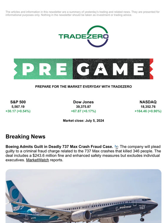 TradeZero: 🛬 Boeing Admits Guilt in Deadly 737 Max Crash Fraud Case | Milled