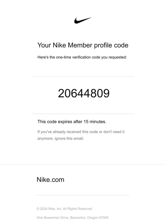 NIKE: Here's your one-time code | Milled