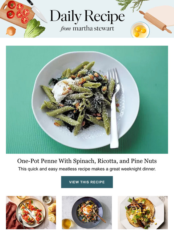 Martha Stewart One Pot Penne With Spinach Ricotta And Pine Nuts Milled