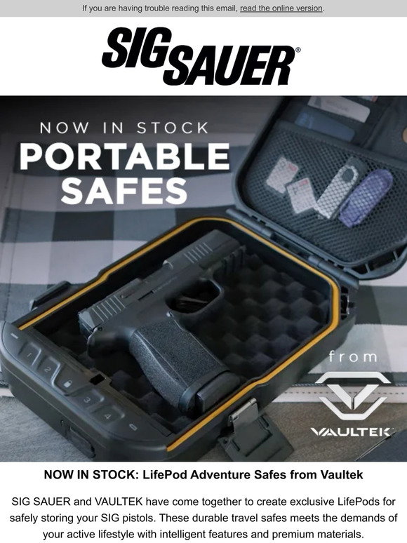 SIG SAUER: IN STOCK: Portable Safes from Vaultek + ROMEO-X Red Dots ...