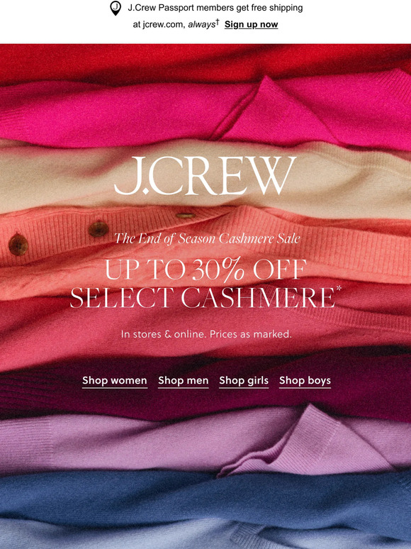 J.Crew: Our twice-a-year cashmere sale is on... | Milled