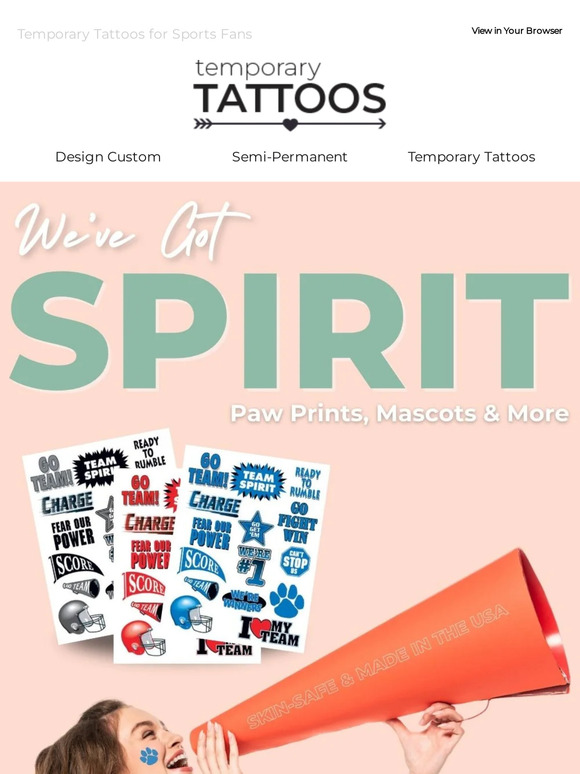 Temporary Tattoos: Temporary Tattoos for Sports Fans & Schools🏈😍 | Milled