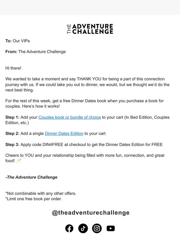 The Adventure Challenge: Free Dinner Dates? | Milled