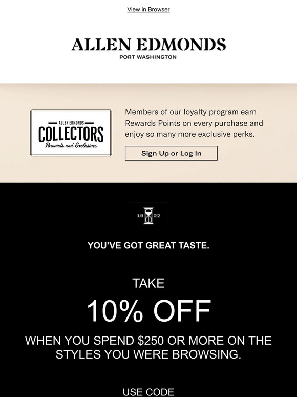 Allen Edmonds Email Newsletters: Shop Sales, Discounts, and Coupon Codes