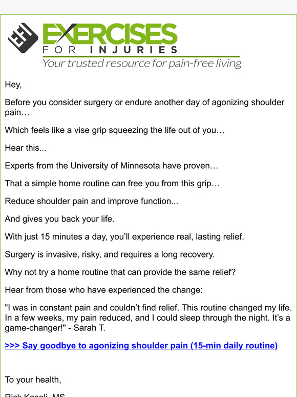 Exercises For Injuries: 15-Min Home Routine > Surgery for Shoulder Pain ...