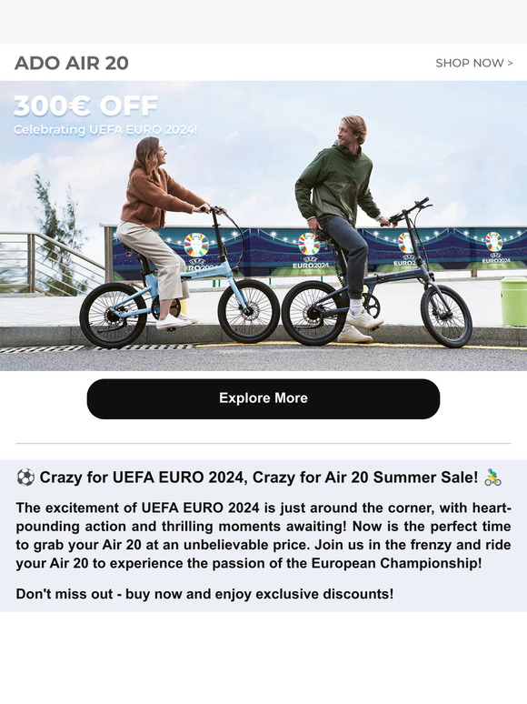 ADO E-BIKE: UEFA EURO 2024 Excitement: Air 20 Deals! | Milled