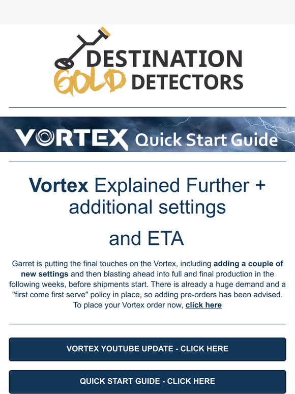 Destination Gold: Vortex production explained further | Milled