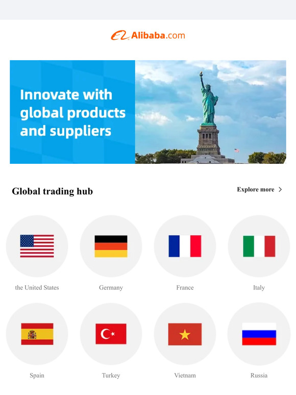Alibaba.com: 🏙️ Hi —, boost your inventory with global products | Milled